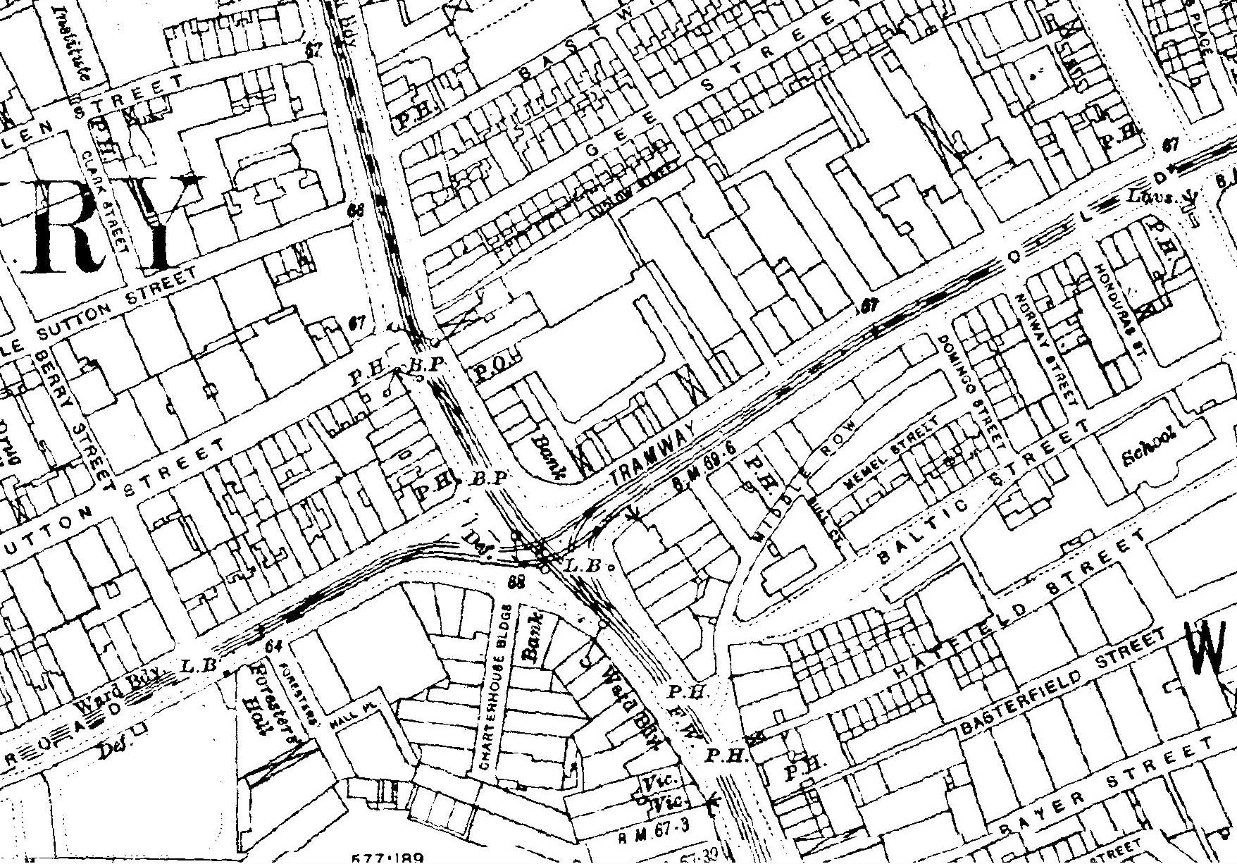 Maps of the crossroads of Clerkenwell Road and Goswell Road